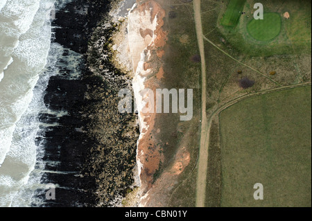 Aerial view of chalk cliffs at Seaford, East Sussex, England Stock ...