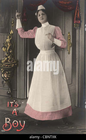 Pretty Nurse Announcing That It's A Boy Stock Photo - Alamy