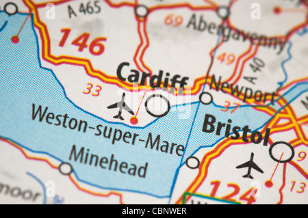 Road Map of Cardiff, Wales Stock Photo - Alamy