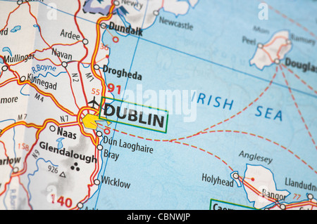 Dublin Ireland, on atlas world map Stock Photo - Alamy