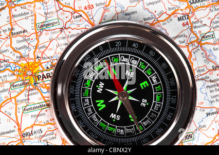 A compass on the map of the European continent Stock Photo - Alamy