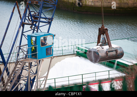 A ship unloading chemicals at Seaham docks near Sunderland, North East ...