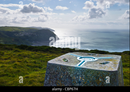 Ordnance Survey triangulation station at Foreland Point in Devon Stock ...