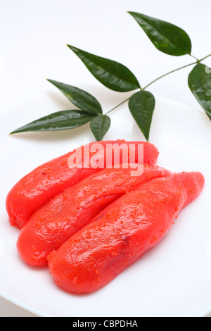 Marinating tarako in hot pepper sauce, japanese food Stock Photo - Alamy