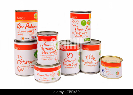 Cheap Basic canned foods on offer at a supermarket for families on low ...