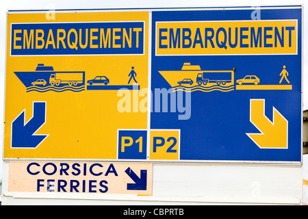 Embarkation sign for ferries at the port of Toulon France Stock Photo ...