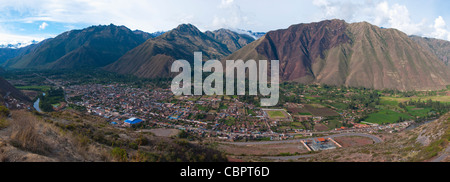 Panoramic scenic of small town of Urubamba, Peru, Urubamba River Stock ...