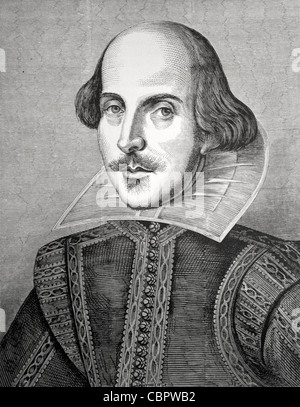 WILLIAM SHAKESPEARE in the Martin Droeshout engraving used in the First ...