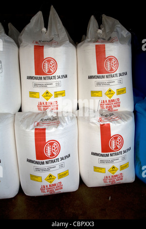 Nitram fertiliser bags stored in a barn Stock Photo - Alamy