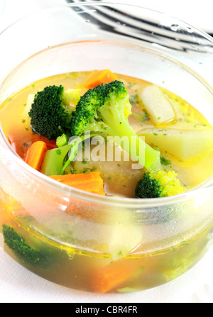 Healthy food, diet lunch. Soup with meatballs, fresh vegetables and ...