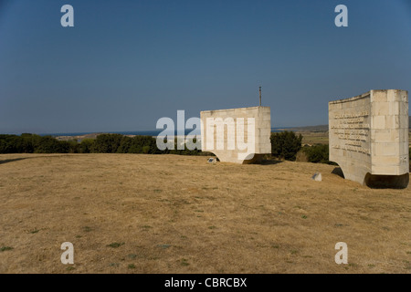 Turkish Monolith Memorial on Scimitar Hill near Suvla Bay scene of ...