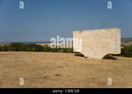 Turkish Monolith Memorial on Scimitar Hill near Suvla Bay scene of ...