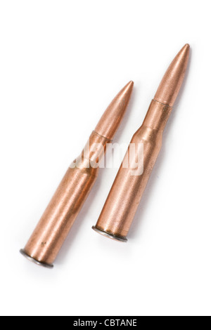 Rifle bullets close-up isolated on white background Stock Photo - Alamy
