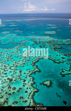 Aerial views of beautiful Heart Reef in the spectacular Great Barrier ...