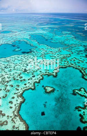 Aerial views of beautiful Heart Reef in the spectacular Great Barrier ...