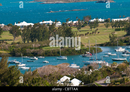 Bermuda. Looking out over Great Sound and smaller Riddell's Bay and ...