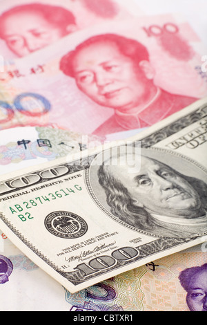 Chinese yuan and us dollars, concept of exchange war Stock Photo - Alamy