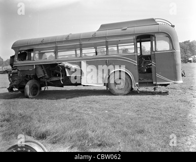 crashed bus during WWII Stock Photo - Alamy