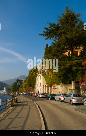 Viale Geno lakeside street by Lago di Como the Como lake at Como town ...