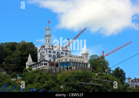 castle hotel Gutsch Lucerne tourism fairy tale castle landmark Stock ...