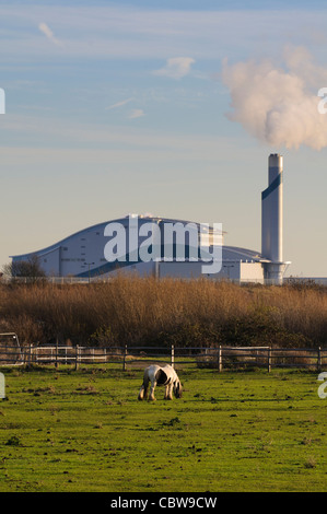 Belvedere energy-from-waste incinerator, Erith Marshes, River Thames ...