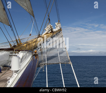 Bowsprit and rigging on square-rigged sailing ship "Royal Clipper Stock ...
