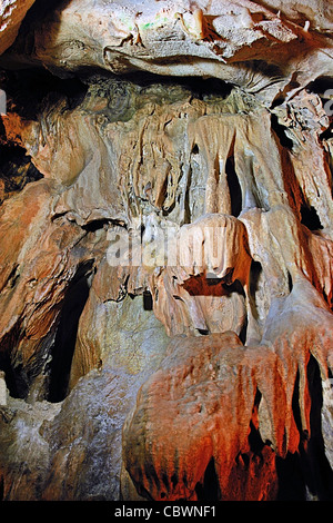Stalactite and stalagmite in cave of Puerto Princesa subterranean ...