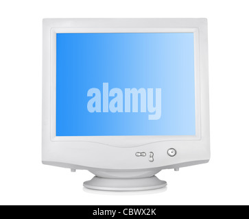 pc monitor path isolated on white back view Stock Photo - Alamy