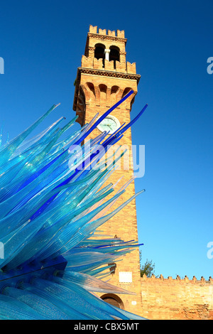 Clock tower at San Stefano square in Murano Island (Italy Stock Photo ...