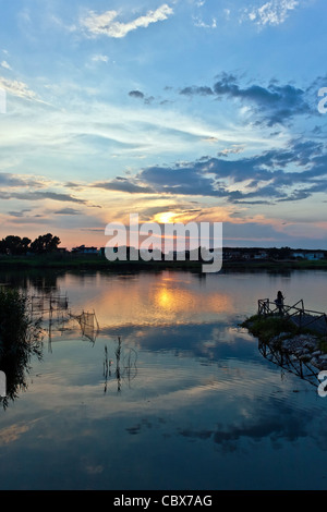 Sunset on Lago Patria, Giugliano, Naples, Italy Stock Photo - Alamy