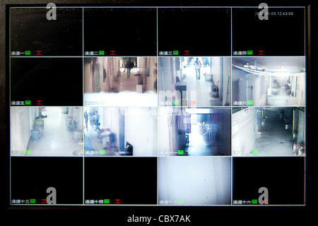 Monitor screen for CCTV cameras at a residential compound housing ...