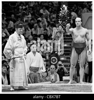 Body, dohyo and mawashi and with Sumo wrestler closeup for martial arts ...