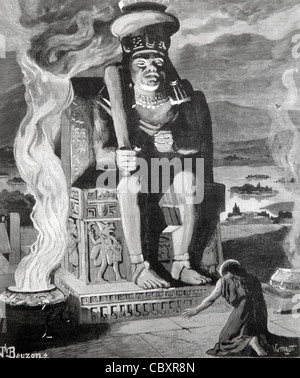 HUITZILOPOCHTLI: Aztec God of war, sun & human sacrifice. MALLET, print ...