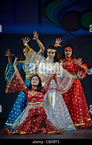 Indian dancers on stage wearing traditional costume Stock Photo - Alamy