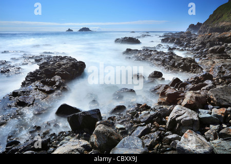The Brison Rocks captured from Priest's Cove in Cornwall Stock Photo ...