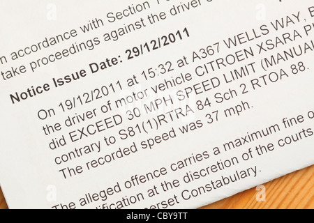 Fixed Penalty payment notice for traffic driving offence in the UK ...