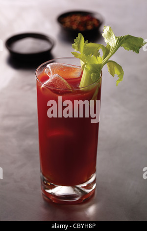Bloody Mary Cocktail with Vodka and Tomato Juice, Tabasco Sauce and Ice ...