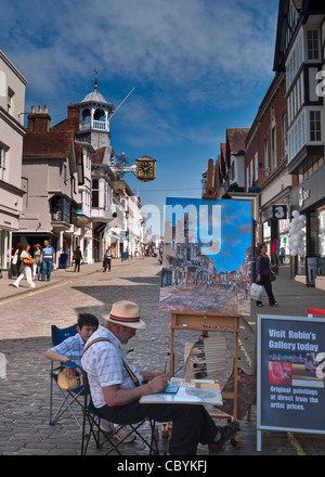Guildford, High Street, cobbled street, historic buildings and famous ...