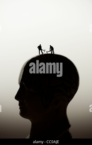 picking your brains, brain surgery, concept conceptual - small figures ...