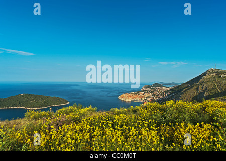 View of Lokrum Island from Mount Srd, Dubrovnik, Croatia Stock Photo ...