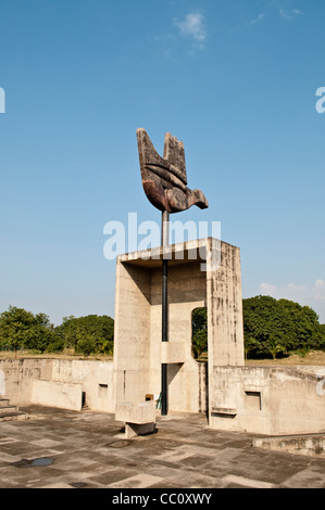 India, Chandigarh, sculpture "the open hand" by Le Corbusier, Mandatory ...