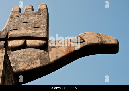 An open hand symbol at Capitol Complex in Chandigarh, India Stock Photo ...