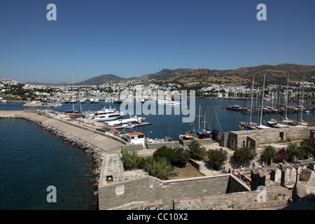 View of the Bodrum harbour from the Bodrum Castle Bodrum Turkey Stock ...
