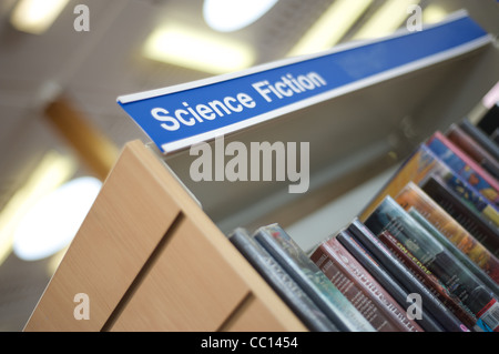 Fiction library signage on shelving Stock Photo - Alamy