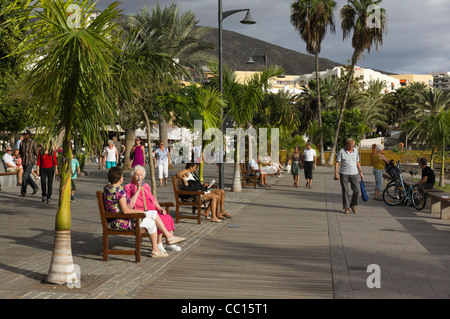 Seaside promenade at Los Cristianos, Tenerife, Canary Islands, Spain ...