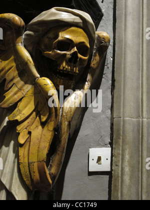 plaque sculpture with human skull in Santa Maria dell'Anima church in ...