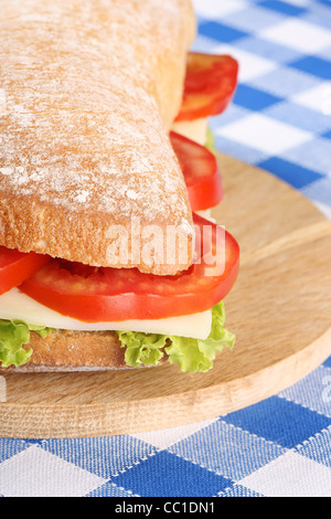 Close-up of an italian panino (sandwich) with freshly baked ciabatta ...