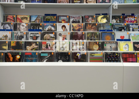 Rows of pop music CDs in HMV record shop, London, England, UK Stock ...