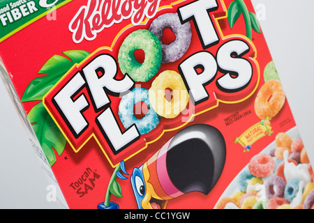 Box of Kellogg's Froot Loops cereal on white background, cutout Stock ...