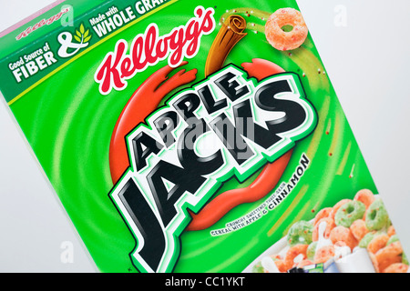 Kellogg's Apple Jacks cereal box and bowl Stock Photo - Alamy